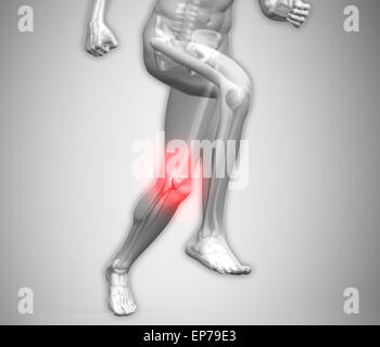Grey human figure running with highlighted ankle Stock Photo - Alamy
