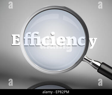 Magnifying glass showing efficiency word Stock Photo - Alamy