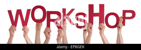 Children Hands Building Word Workshop, Grass Meadow Stock Photo - Alamy