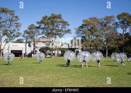 Soccer Zorbing or Bubble Soccer being played at Wentworth Park in ...