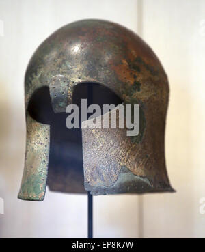 A Corinthian helmet, 6th century B.C. Large helmet skull with an ...