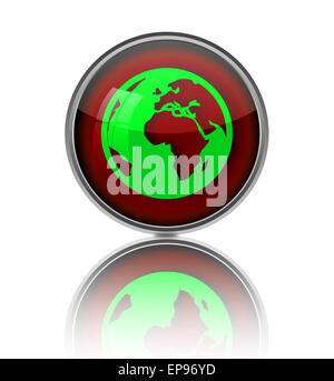 Earth icon button Stock Photo - Alamy