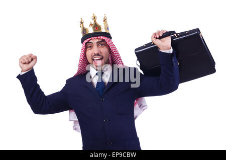 Arab businessman with crown on white Stock Photo - Alamy