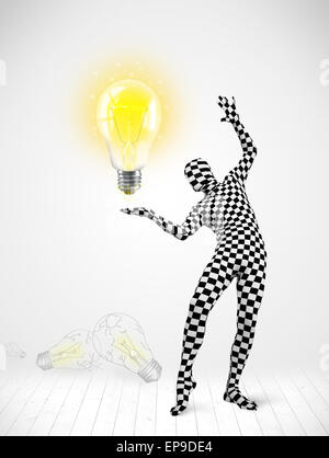 Man in full body with glowing light bulb Stock Photo - Alamy