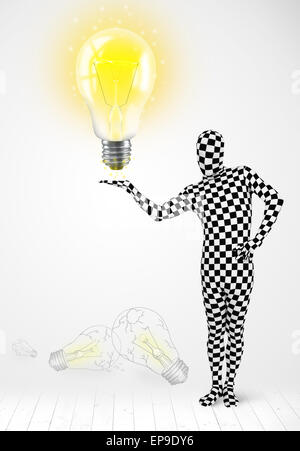Man in full body with glowing light bulb Stock Photo - Alamy