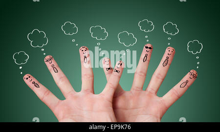 Funny finger smileys with bubbles Stock Photo - Alamy