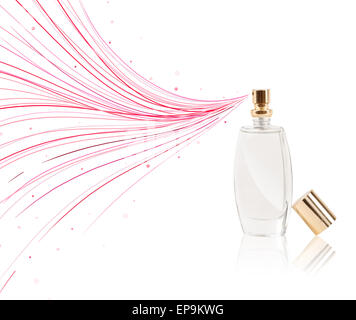 Perfume bottle spraying colorful lines Stock Photo - Alamy
