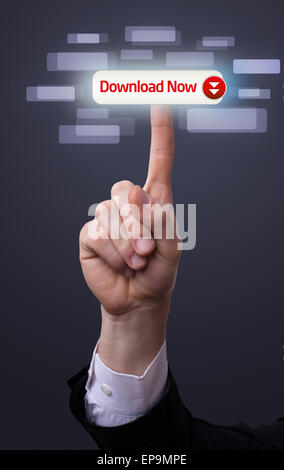 Hand Finger Press Register Now Button. 3D Illustration Stock Photo - Alamy