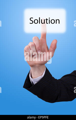 Decisions - Hand pressing a button on blurred background concept ...