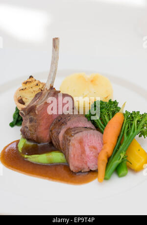 Duo of Lamb served with seasonal vegetables Stock Photo - Alamy