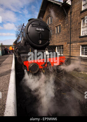 vintage steam locomotive 44871 LMS at Grosmont station,on The North ...