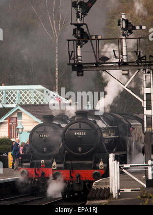 vintage steam locomotive 44871 LMS at Grosmont station,on The North ...