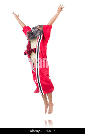 Jumping wizard isolated on white Stock Photo - Alamy