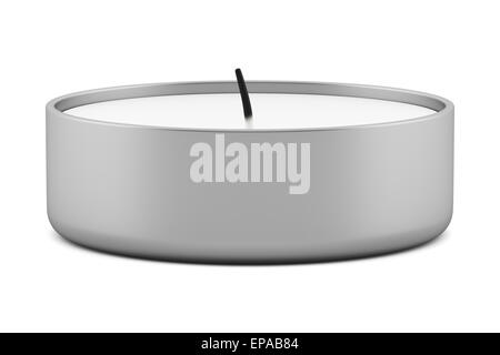 one tea light candle isolated on white background Stock Photo - Alamy