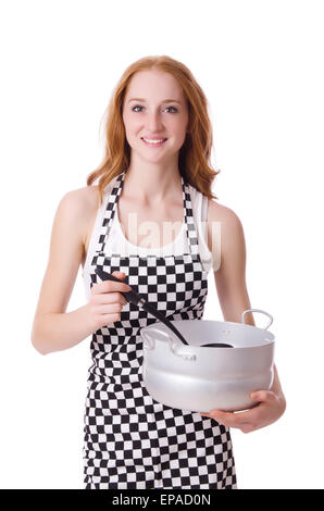 Young woman cook isolated on white background Stock Photo - Alamy