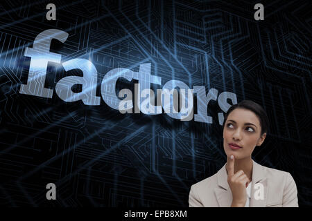 Factors against futuristic black and blue background Stock Photo - Alamy