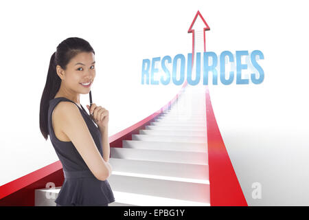 Resources against red arrow with steps graphic Stock Photo - Alamy
