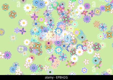 Digitally generated girly floral design on green Stock Photo - Alamy