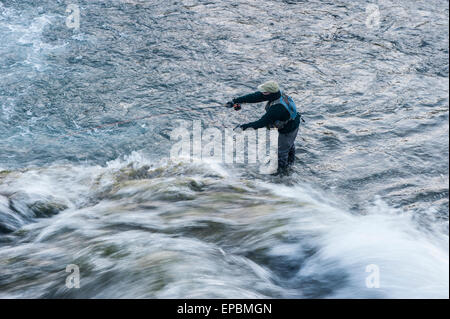 Iceland holiday and tourism pictures a fly fisherman casts into the ...
