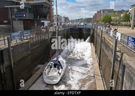 Lock gates at Portishead Marina Stock Photo - Alamy
