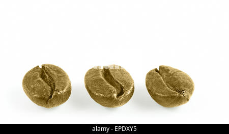 Close-up of three golden-brown fried potato patties on a white plate ...