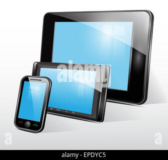 Set of mobile electronic technics. tablet pc set Stock Photo - Alamy