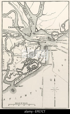 Map of Charleston Harbor, Showing Fort Sumter and the Confederate ...