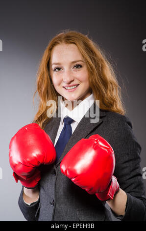 Woman boxer in dark room Stock Photo - Alamy