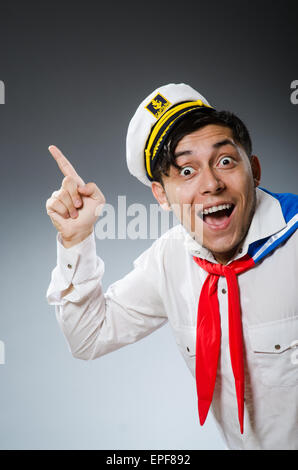 Funny captain sailor wearing hat Stock Photo - Alamy