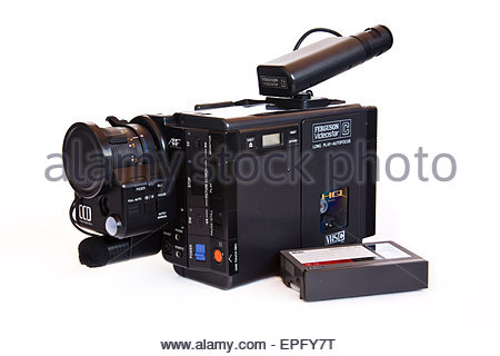 side view of vhs video tape with labels isolated against white Stock ...