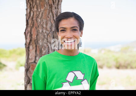 Young environmental activist smiling at the camera on a sunny day Stock ...