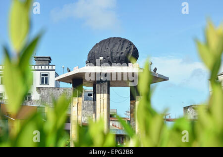 Batu Satam (Satam Stone) monument in the downtown of Tanjung Pandan ...