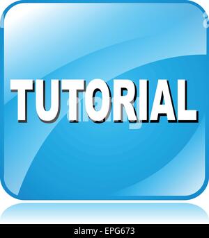 tutorial button. tutorial square blue push button Stock Vector Image ...
