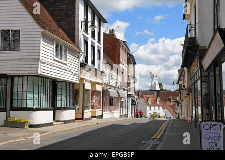 View along Stone Street to the Union Windmill, Cranbrook, Kent, England ...