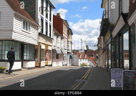 View along Stone Street to the Union Windmill, Cranbrook, Kent, England ...