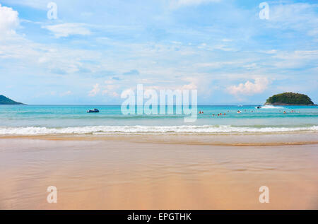 Kata beach Phuket Thailand on a sunny day with a blue sky Stock Photo ...