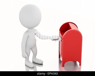 3d illustration. White people with mail box and envelope. Isolated ...