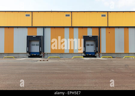 Loading Ramp Cargo Doors at Distribution Center Warehouse Stock Photo ...