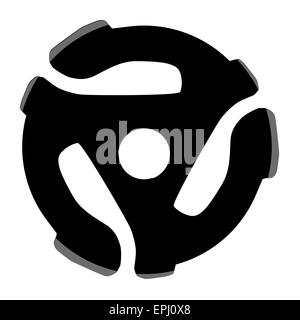 A typical 45 rpm record spider in red and green abstract background ...