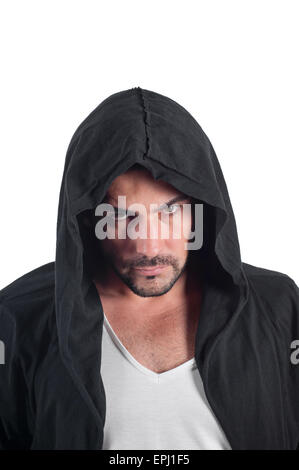 angry man in hood Stock Photo - Alamy