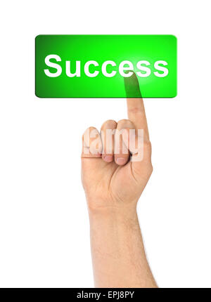 hand pushing a button with word success Stock Photo - Alamy