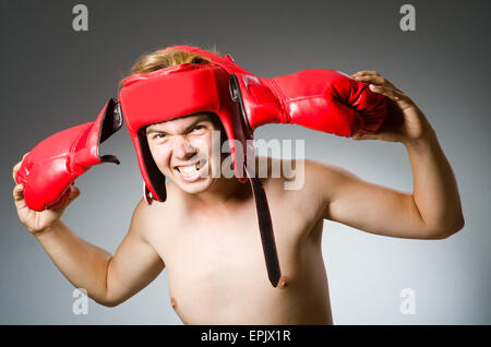 Funny nerd boxer in sport concept Stock Photo - Alamy