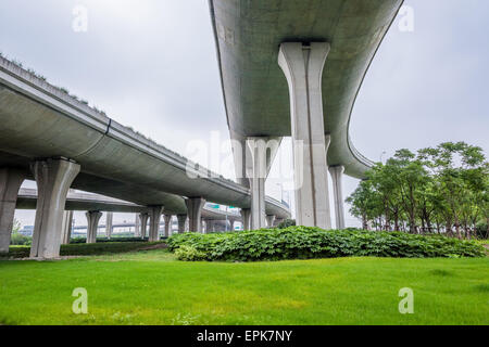 overpass structure of bridge. structural roadway. road junction ...
