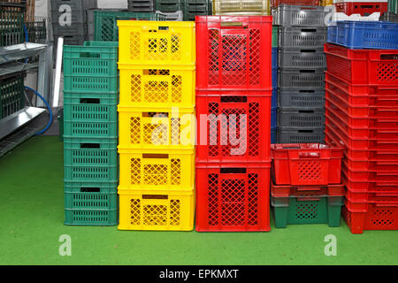 Bunch of colorful plastic crates Stock Photo - Alamy