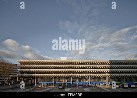 Curved carpark balconies of Preston Bus Station, Lancashire, England ...