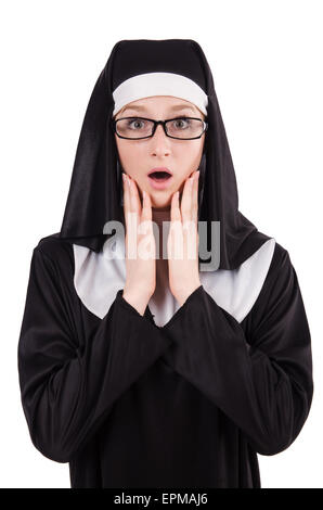 Nun isolated on the white background Stock Photo - Alamy