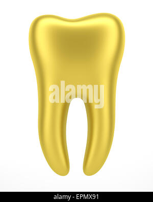 Golden 3d tooth icon isolated on white background - 3d render Stock ...