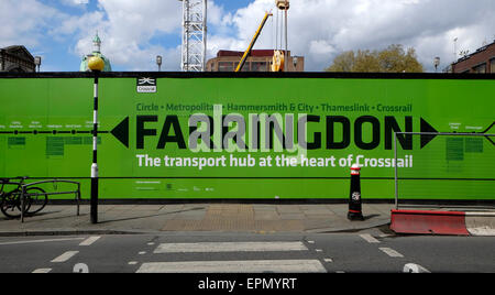 Crossrail construction site hoarding Stock Photo - Alamy