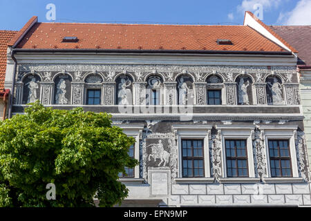 Sgraffito House Charles Square Trebic UNESCO Czech Republic Stock Photo ...