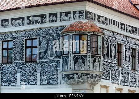 Sgraffito House Charles Square Trebic UNESCO Czech Republic Stock Photo ...